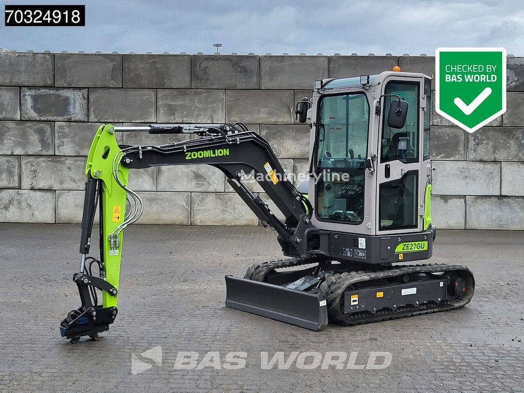 Novi Zoomlion ZE27 GU KUBOTA ENGINE - PIN ON - CE CERTIFIED mini bager