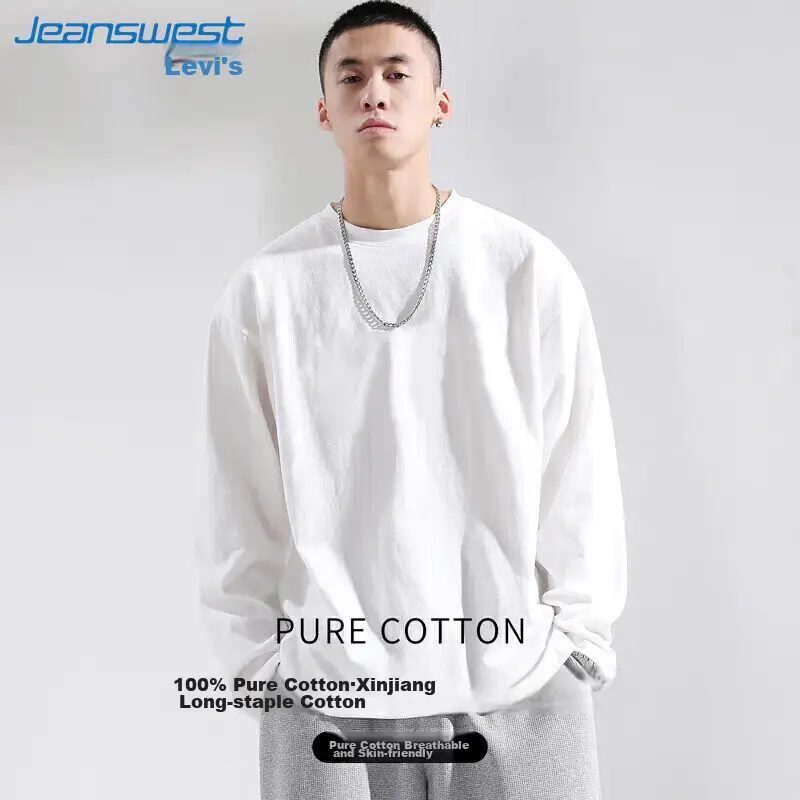 Jeanswest Majica za muškarce, Dug rukav, Pamučna, Bela