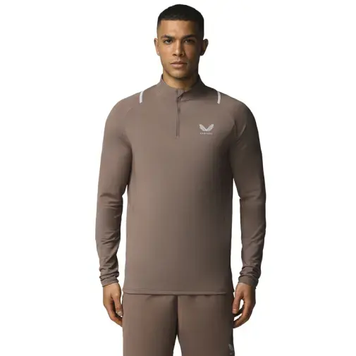 Castore Muška majica 1/4 Zip, Smeđa