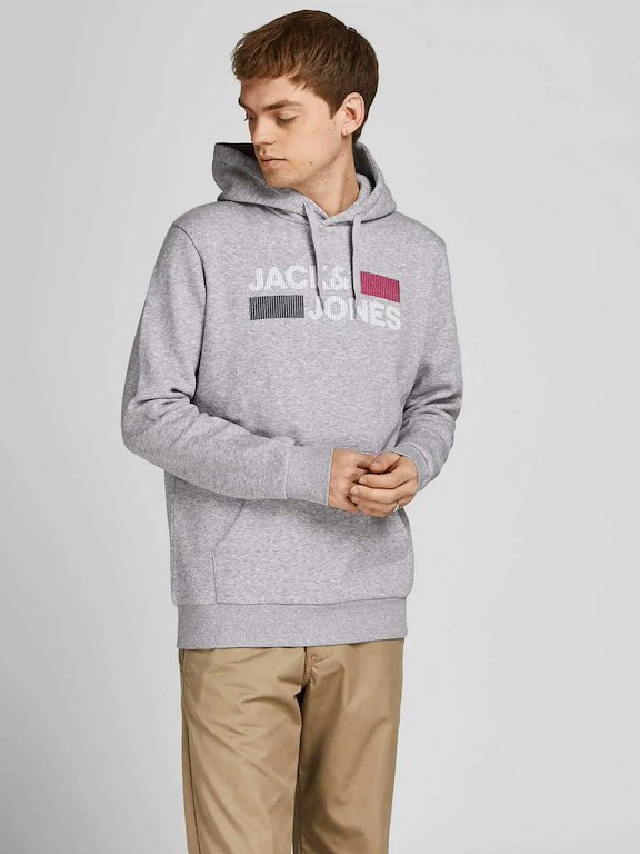 JACK & JONES Muški duks CORP OLD LOGO HOODIE sivi