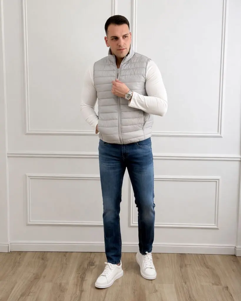 Squareonline Muški prsluk Grey Quilted, Sivi