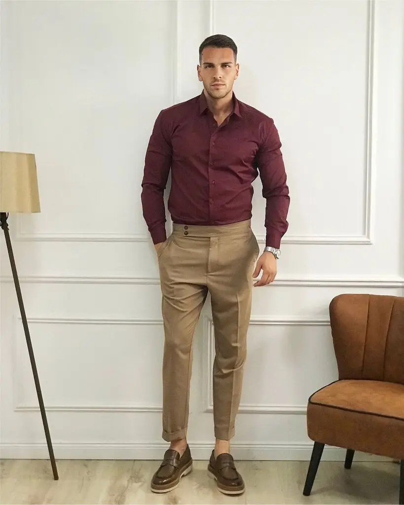 Squareonline Muške elegantne pantalone, Krem