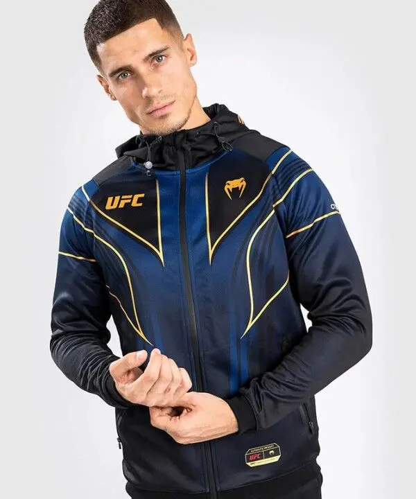 Venum Muški gornji deo trenerke sa kapuljačom UFC Authentic Fight Night 2.0 Midnight Edition, Plavo-zlatne boje