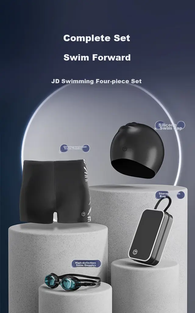 JD Original Muški set za plivanje, 4 dela, Crni
