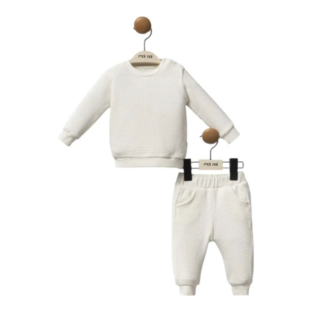 Komplet za bebe waffle beli