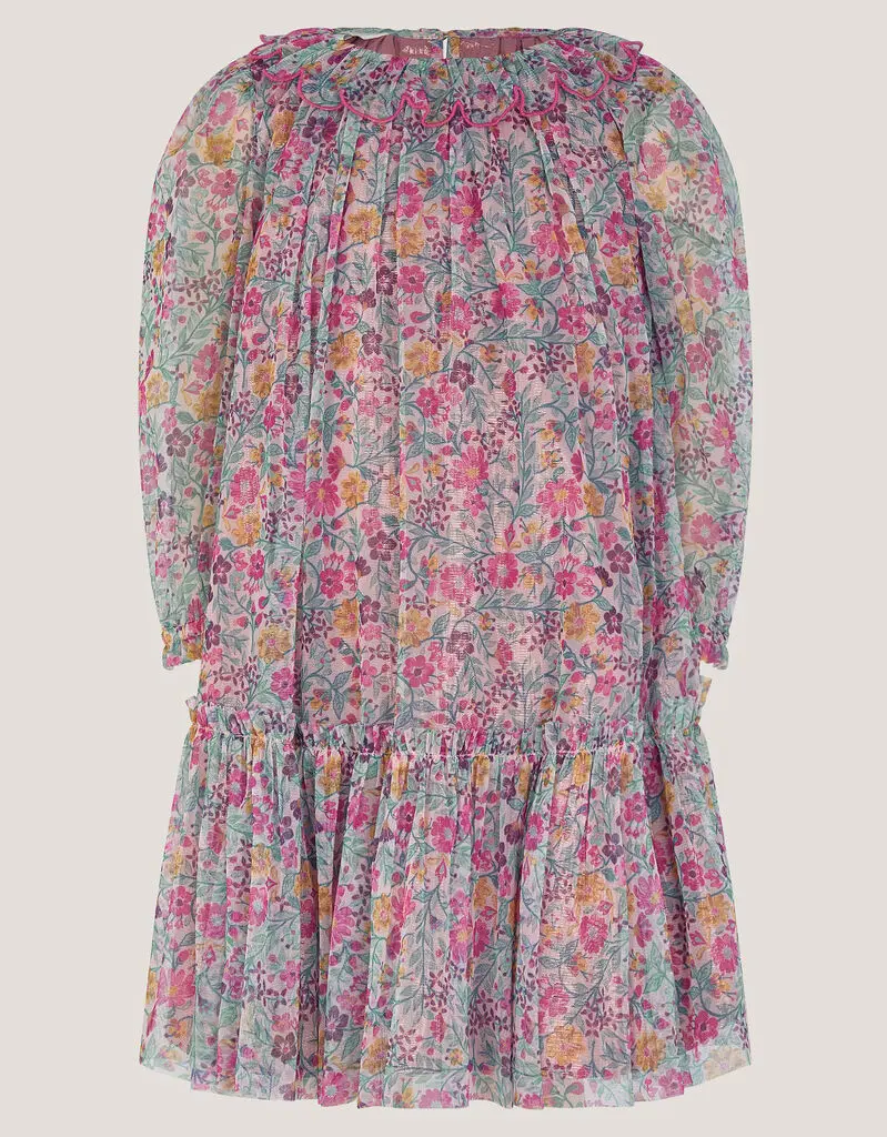 Monsoon Children Haljina za devojčice Boutique Floral mesh, Mini, Roze