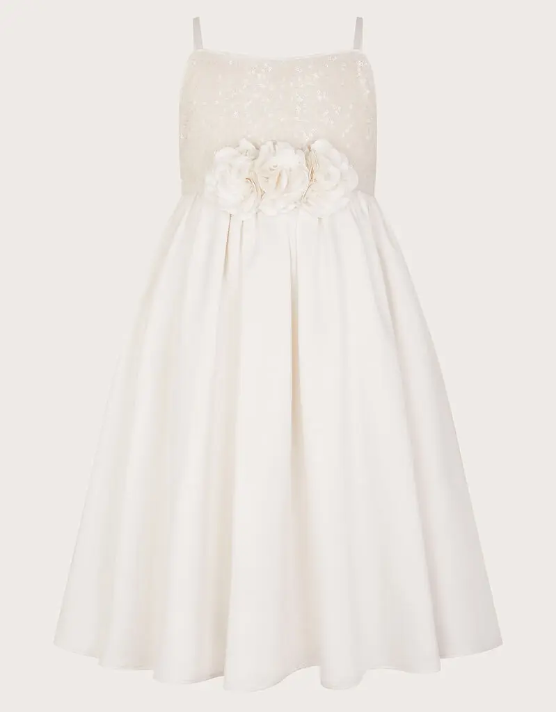Monsoon Haljina za devojčice Orelia Satin Dress, Slonovača
