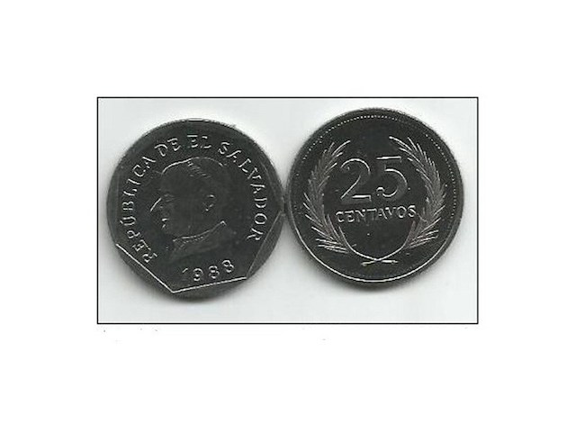 El Salvador 25 centavos 1988  UNC