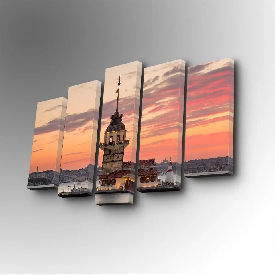 Wallity Dekorativne slike na platnu, 14x50cm, 5 komada, Šarene