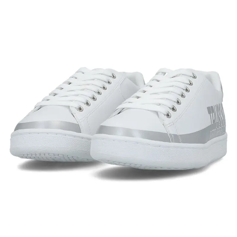 TRUSSARDI Ženske patike Jeans Synthetic Bicolor Glitter, Bele