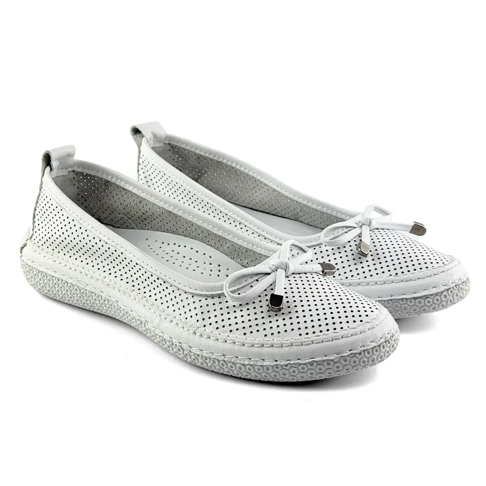 Mona Shoes Ženske baletanke, Kožne, Bele