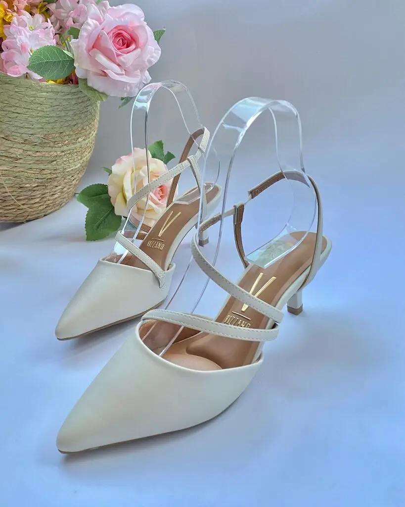 Squareonline Ženske sandale na štiklu White Classic, Bele