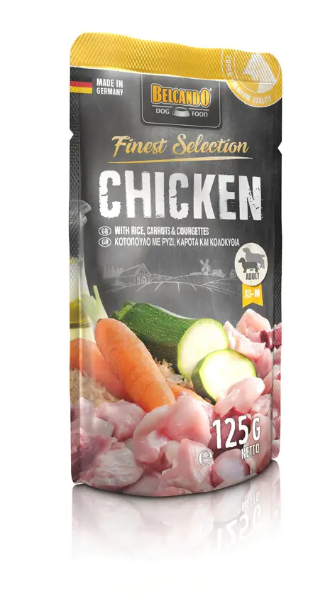 Belcando Vlažna hrana za pse u kesici, kompletan obrok, Finest Selection Chicken, Sa pirinčem, šargarepom i tikvicama, 125g
