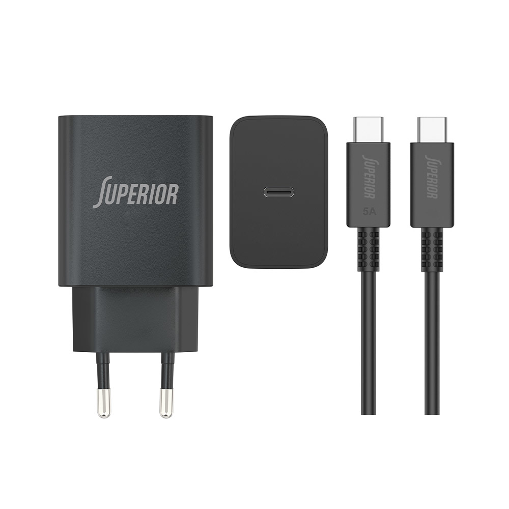 Kucni punjac Superior SU-4500 45W Type C na Type C 5A crni (CERT) (MS)