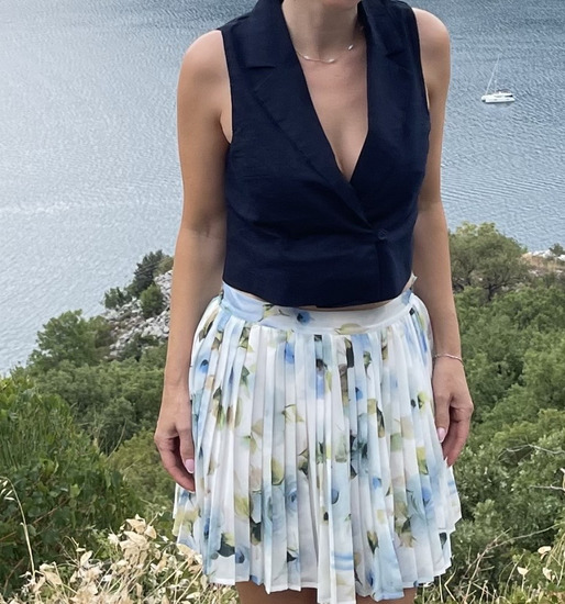 Teget prsluk ženski lan-pamuk FOTOGRAFIJE MOJE