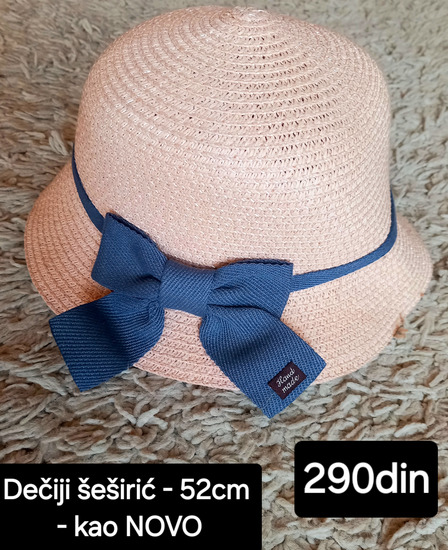 Dečiji šešir šeširić sa mašnom 52cm - kao NOVO