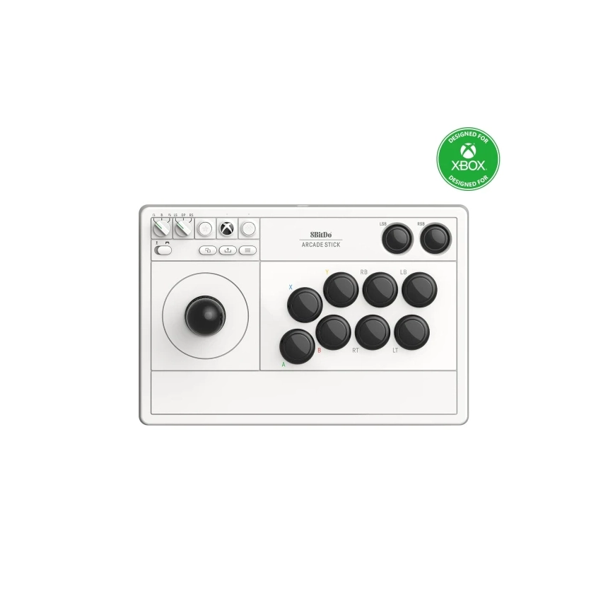 Bežični Arcade gamepad 8BitDo Arcade stick Xbox/Windows/Mapping/Mode Switch/AUX/White