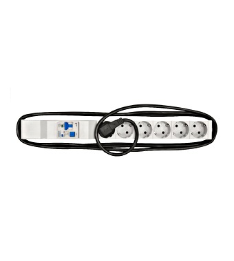 19"Nap.panel 6xSCHUKO+RCBO (BO217616),1HU,ALU,kabl 2m,sivi
sa LS-FI, C16A/30mA 10kA (TipA), 1+N, G izvedba, RAL7035