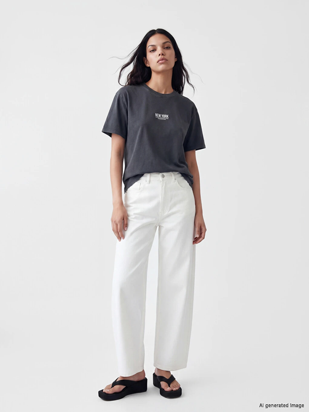 LCW Vision Štampana Oversize 100% Pamučna Ženska Majica