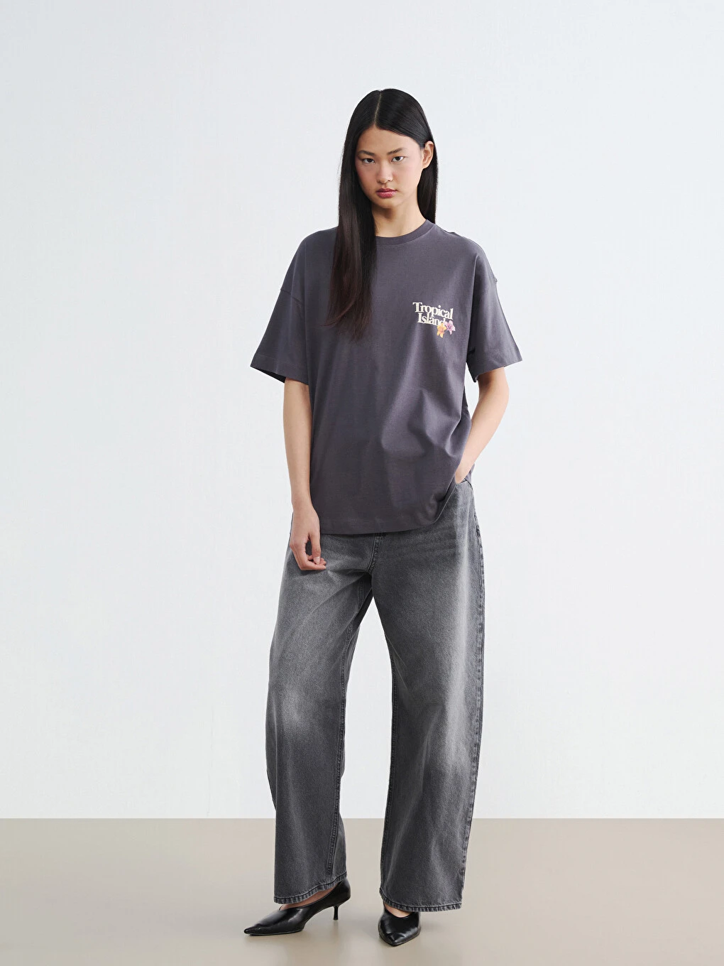 LCW Vision Štampana Oversize 100% Pamučna Ženska Majica