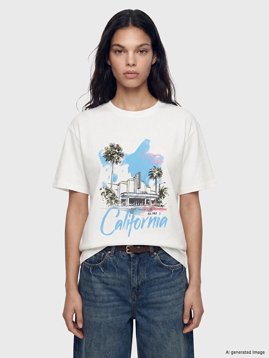 LCW Vision Ženska Majica Od 100% Pamuka Sa California Printom