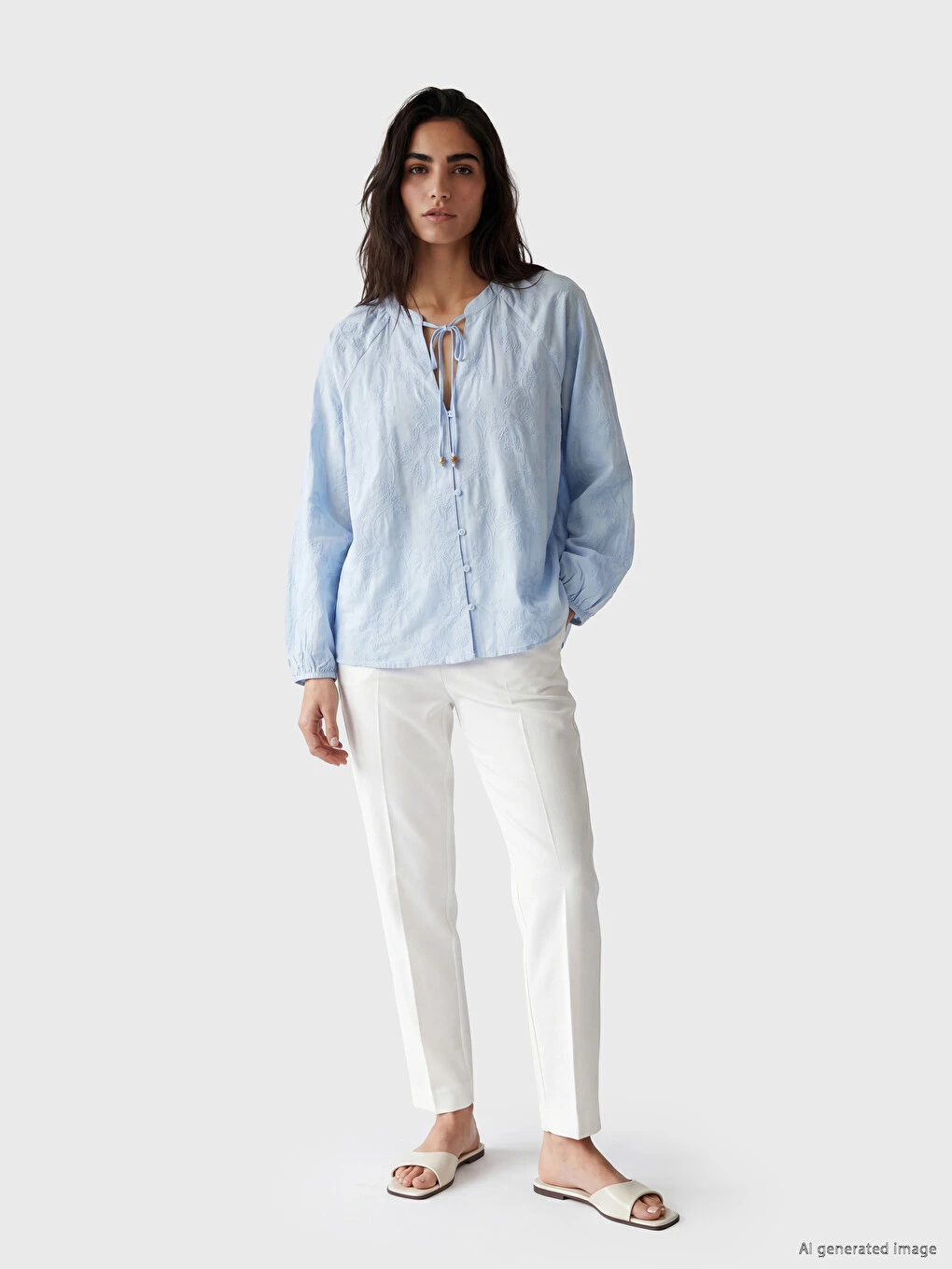 LCW Vision Vezeni Preveliko 100% Pamuk Bluza