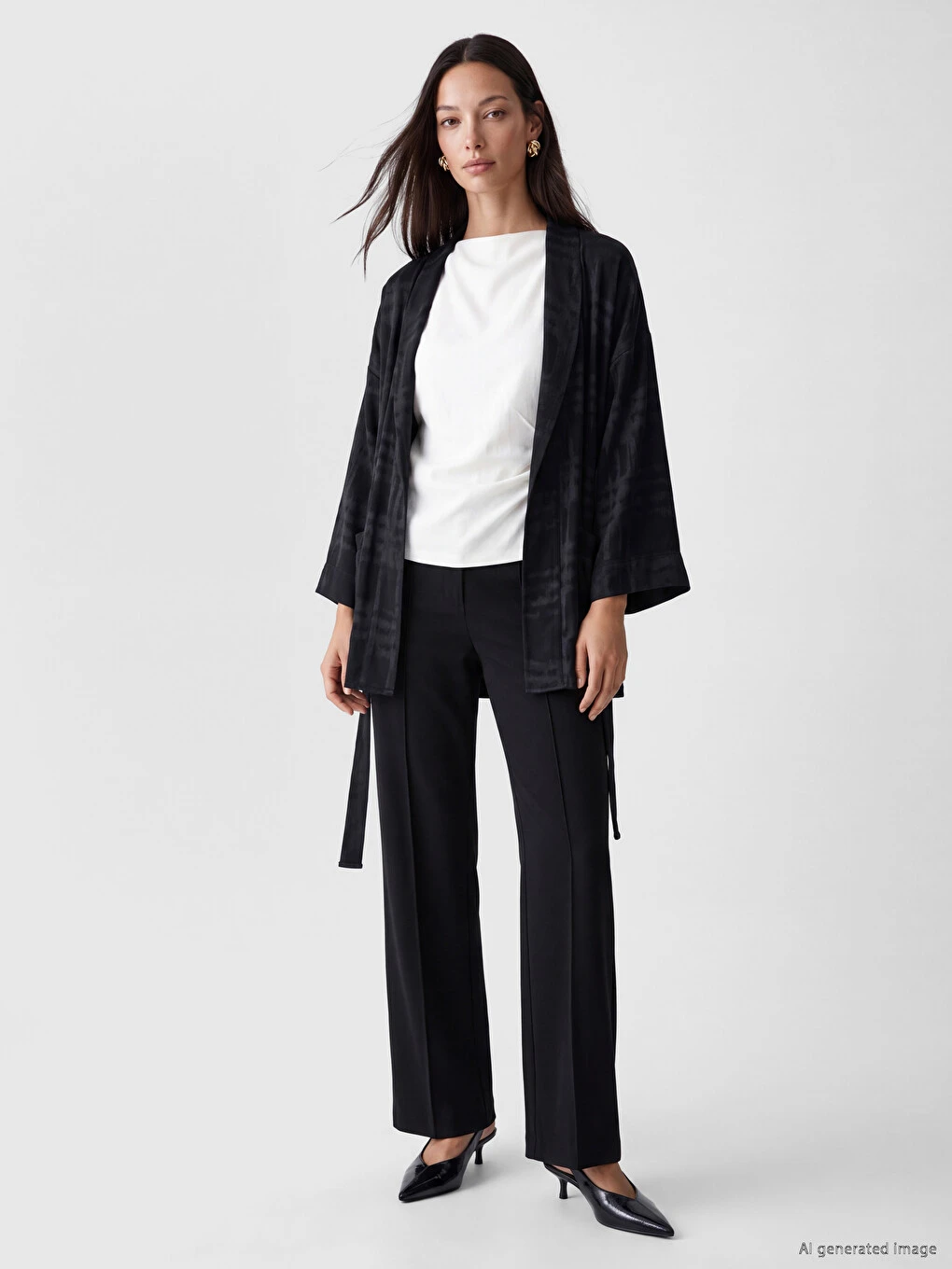 LCW EVERYDAY Ženski Kimono Sa Šal Kragnom, Uzorkom I Kaišem