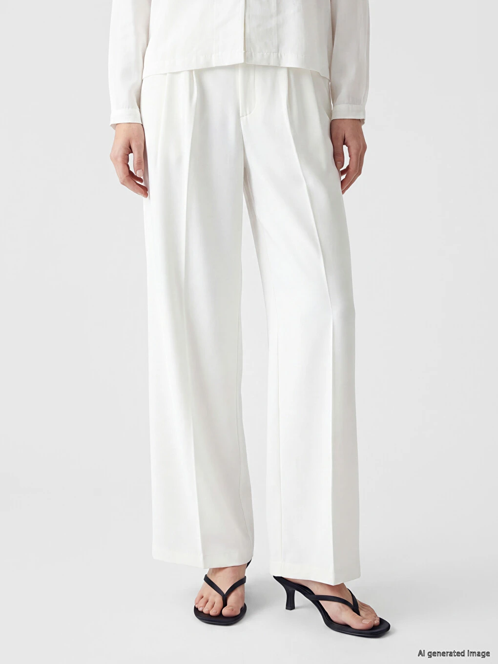 LCW Modest Loose Fit Ženske Plisirane Pantalone Izgleda Lana