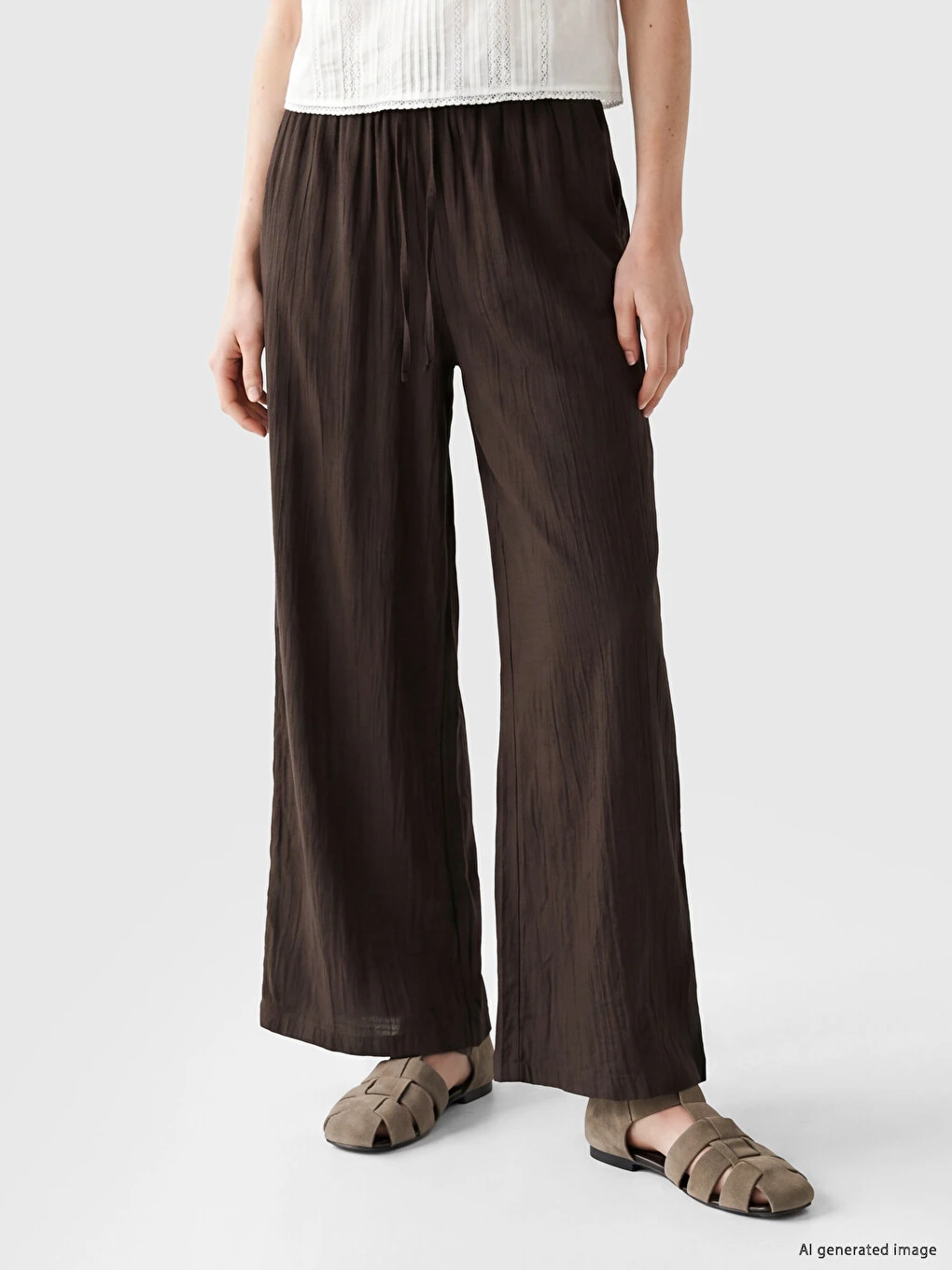 LCW Comfort Elastični Struk Široke Nogavice Ženske Pantalone