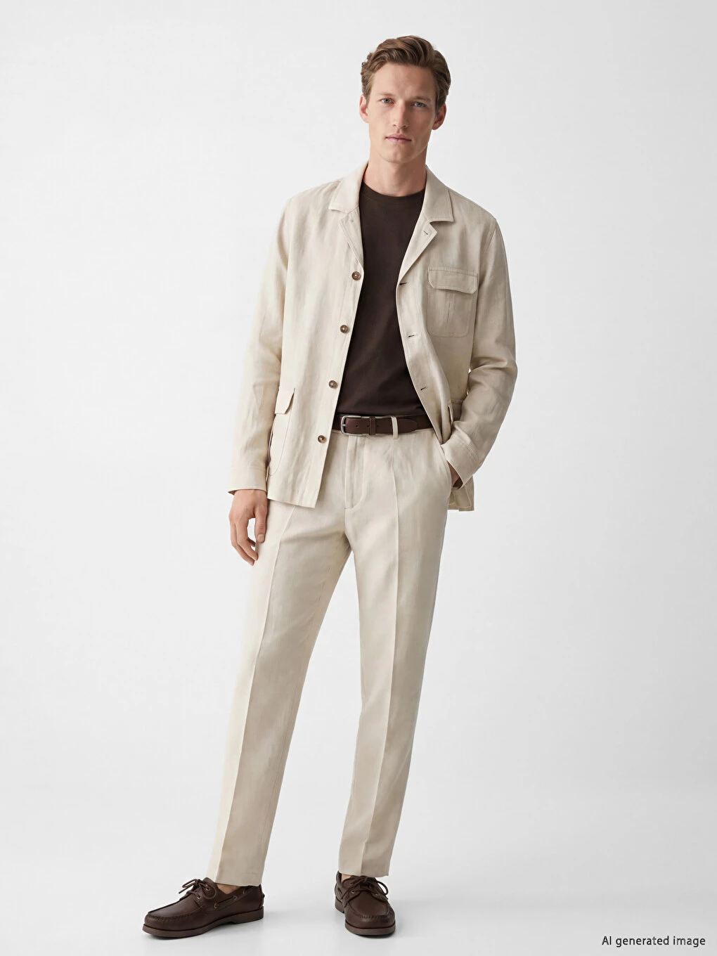 SOUTHBLUE Regular Fit Muške Plisirane Pantalone Od 100% Lana