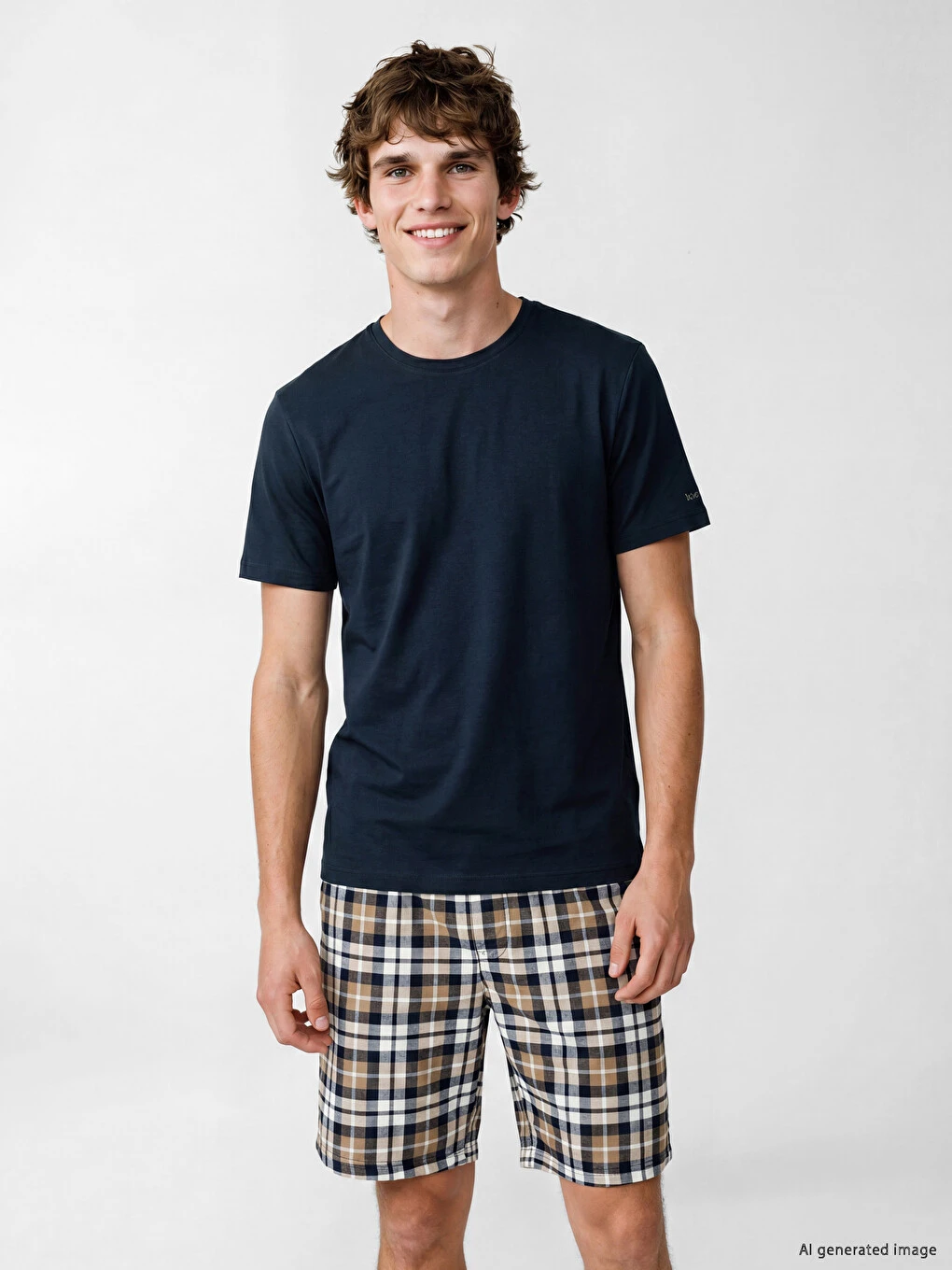 LC WAIKIKI Regular Fit Karirani Muški Kratki Pidžama Komplet