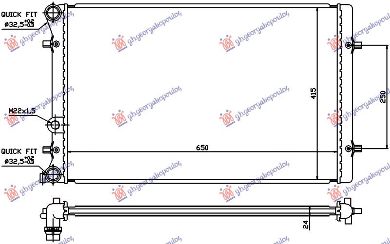 HLADNJAK KLIME BENZIN 1.9 TDI (540x360) (NISSENS)