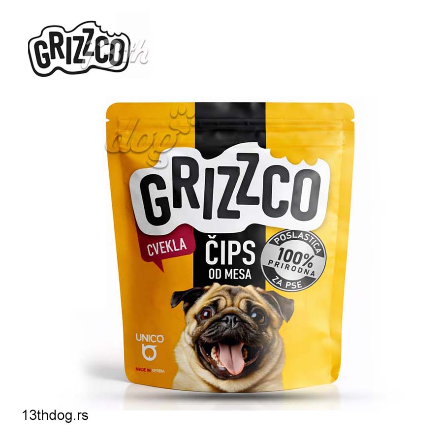 Grizzco Čips od Mesa, Poslastica za Pse, Cvekla - 100g