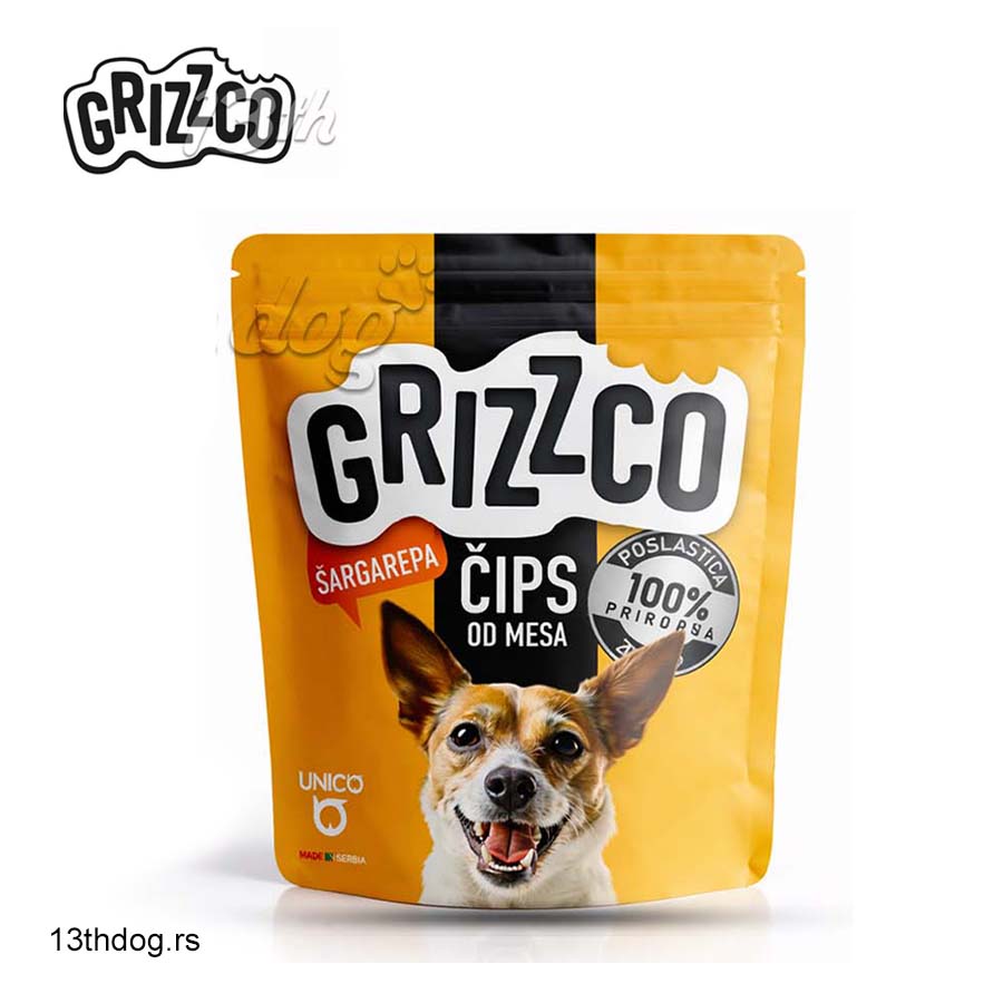 Grizzco Čips od Mesa za Pse, Šargarepa - 100g