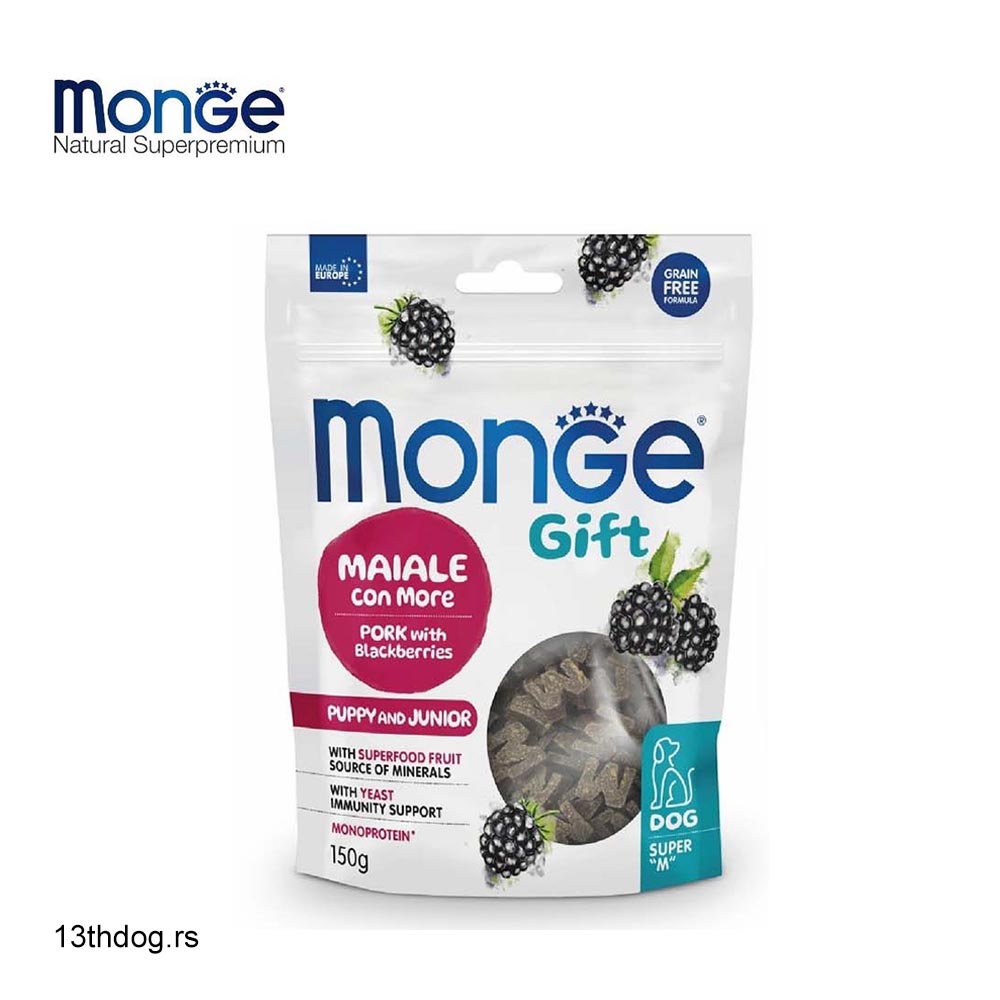 Monge Gift Poslastica za Štence, Puppy And Junior - Svinjetina Sa Kupinom - 150g