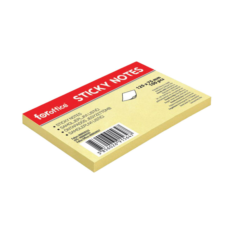 BLOK SAMOLEPLJIV 125X75MM 100L FOROFFICE 58322 ŽUTI