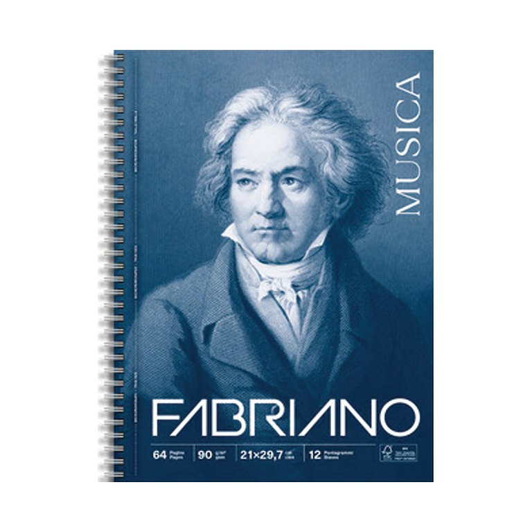 NOTNA SVESKA SPIRALA QUADERNO MUSICA A4 64L 90G FABRIANO 19100756