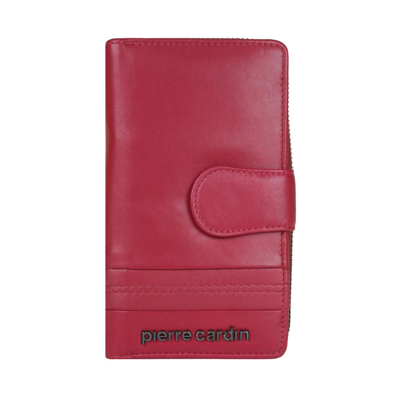 NOVČANIK KOŽNI ŽENSKI SREDNJI SA ZIPOM I KOPČOM PIERRE CARDIN 2202TILAK130 CRVENI