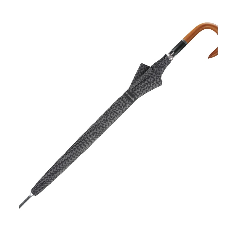 KIŠOBRAN MUŠKI AUTOMATIK SA DRVENOM DRŠKOM FI-109CM 10 PANELA FIGARO PIERRE CARDIN SIVO-CRNI