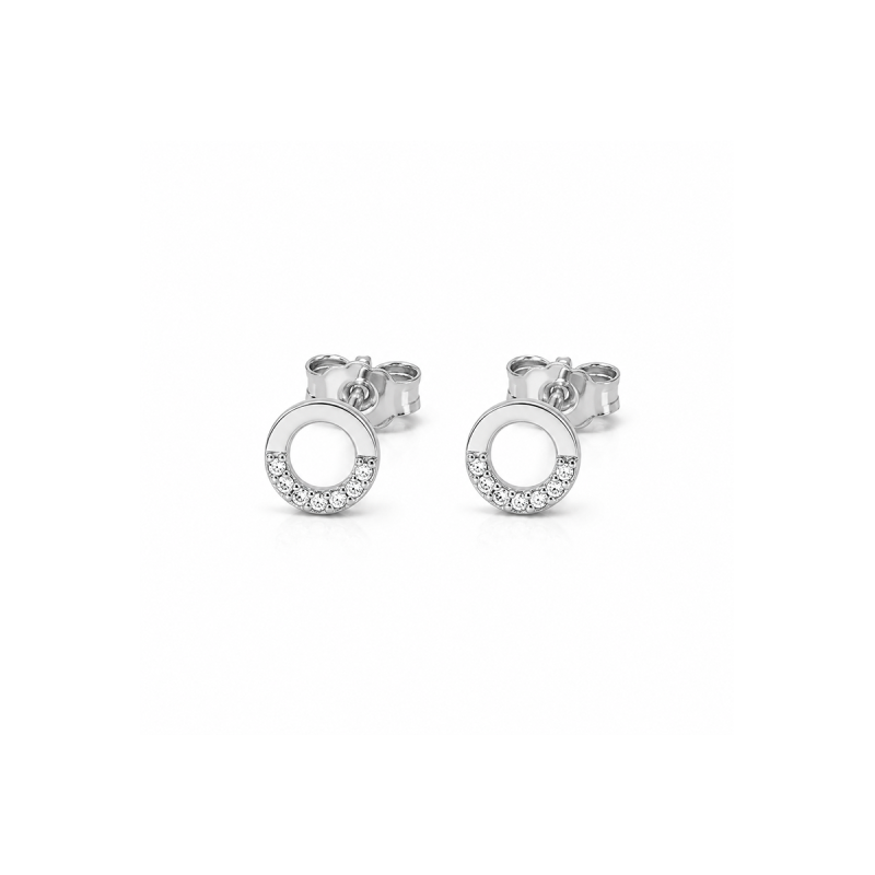 HALO 14KT WHITE GOLD EARRINGS WITH ZIRCONS