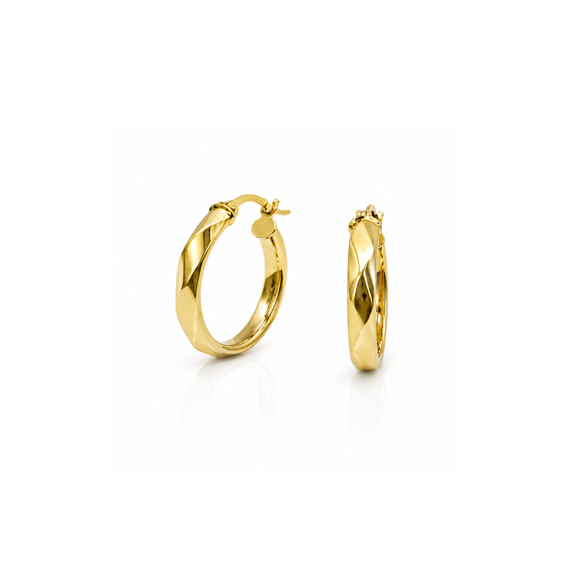 WAVE HOOPS 14KT YELLOW GOLD EARRINGS