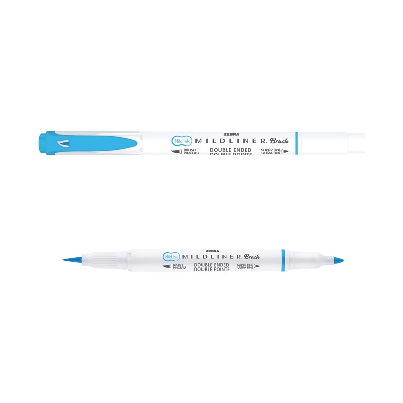 FLOMASTER OBOSTRANI 0,5/4MM MILDLINER BRUSH&MARKER ZEBRA 79560 PLAVI
