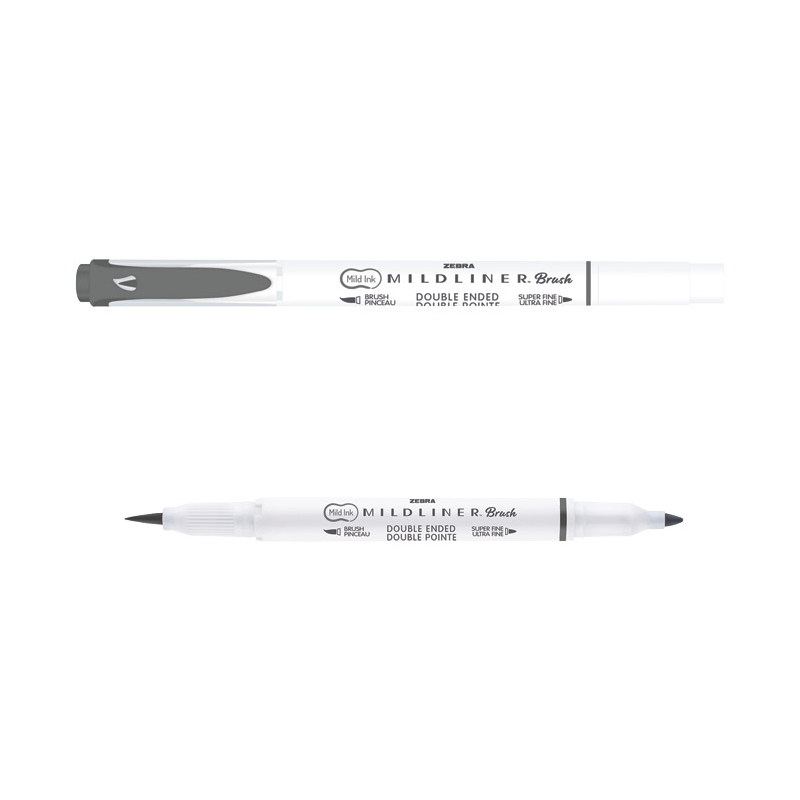 FLOMASTER OBOSTRANI 0,5/4MM MILDLINER BRUSH&MARKER ZEBRA 79510 TAMNO SIVI