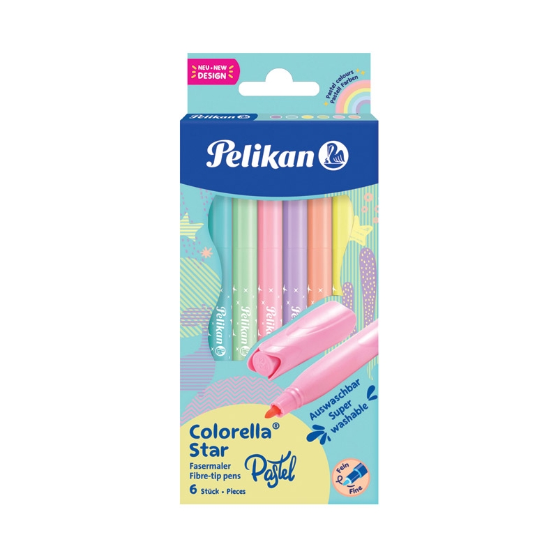 FLOMASTER ŠKOLSKI 6BOJA PASTEL KARTON COLORELLA STAR C302/6 PELIKAN 822282 BLISTER