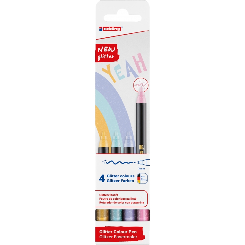 FLOMASTERI E-1200 1-3MM GLITTER , SET 1/4 PASTELNE BOJE EDDING SORTIRANO