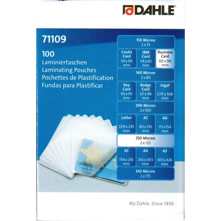 FOLIJA ZA PLASTIFIKACIJU DAHLE 60X90MM 125 MIC, 1/100 DAHLE