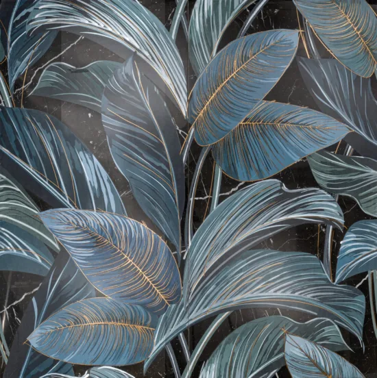 WALL 06 – BLACK LEAF A+B COMP. 2 PZ RETT. 120×120