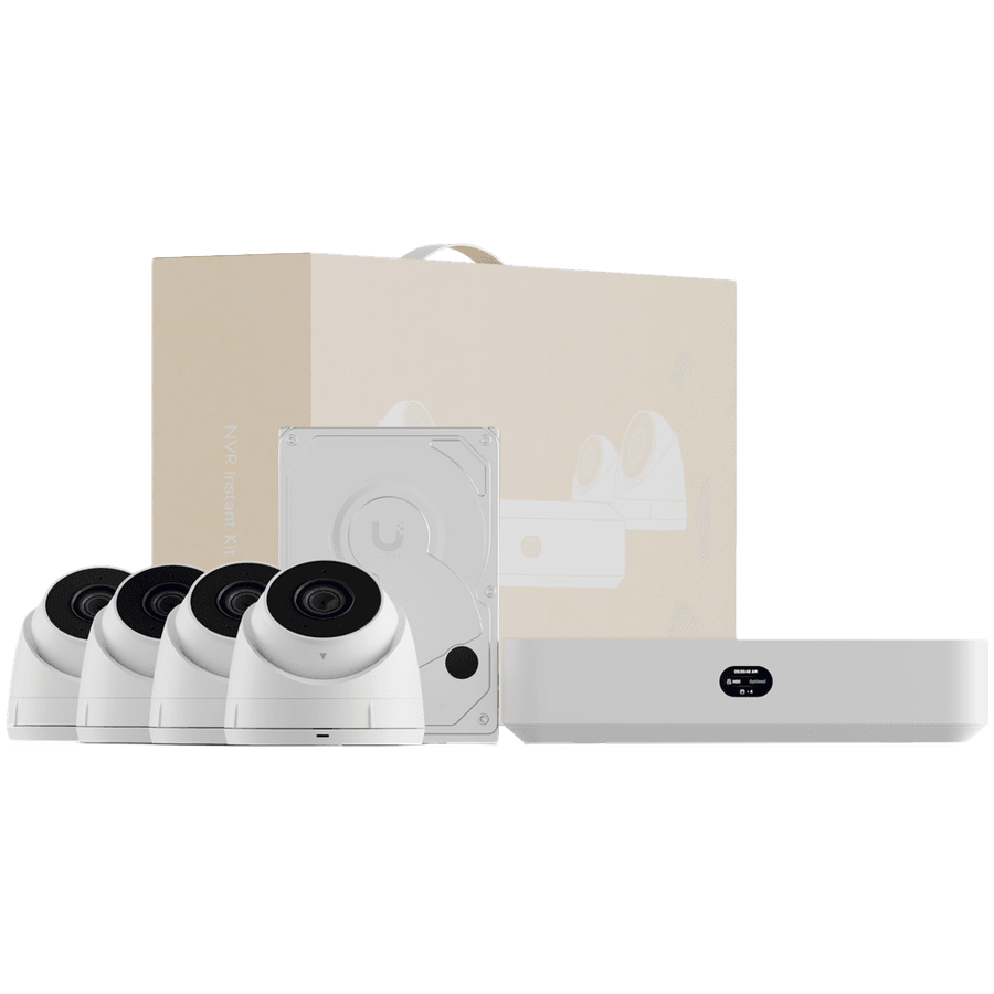 Ubiquiti UniFi UNVR-Instant-KIT-EU Compact Protect NVR Kit, includes (1) UniFi Protect NVR Instant with (4) G5 Turret Ultra cameras and (1) 1TB HDD, delivering an all-in-one solution for fast and ...