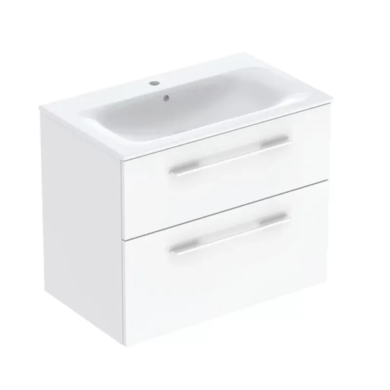 GEBERIT SELNOVA SQUARE LAVABO SA ORMARIĆEM, DVE FIOKE, BELI SJAJ, 80 CM 501.240.00.1
