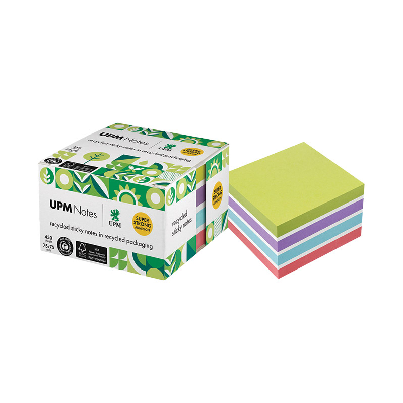 Blok Samolepljiv Kocka 75x75mm 450L UPM 5654-96UR Neon-5boja